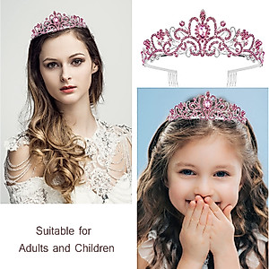 Birthday Tiara for Women, Tiara for Women Pink Rhinestone, Happy Birthday Girls Tiara for Women, Birthday Girl Crown, Birthday Princess tiara, Tiaras Birthday Queen Crowns with Birthday Girl Sash