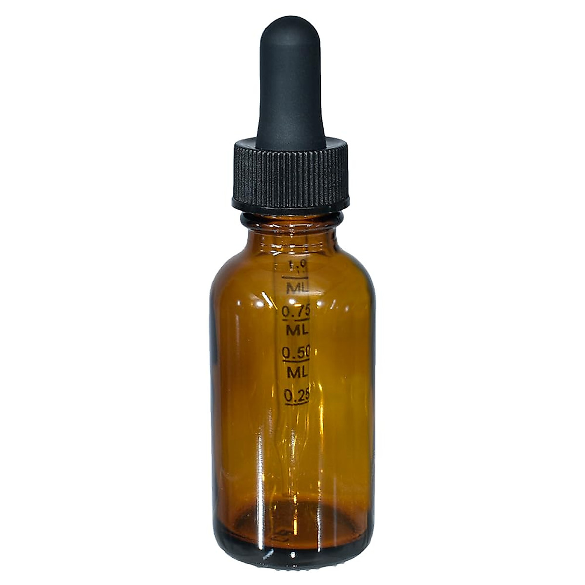 (Pack of 108) 1 oz. Amber Boston Round with Black Graduated Glass Dropper