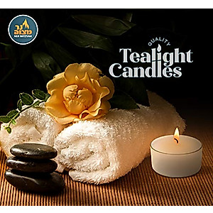Ner Mitzvah Tea Light Candles - 16 Pack - White Unscented Tealight Candles - Long Burning - 10 Hours
