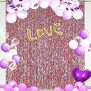 3 Pack 3.3 ft x 6.6 ft Tinsel Curtain -CYLMFC Rose Gold Birthday Backdrop Background for Wedding Graduation Engagement Party Backdrop Decor