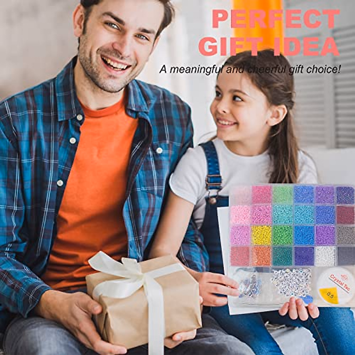 Redtwo 8000pcs 3mm Glass Seed Beads for Bracelet Making Kit, Small Beads Friendship Jewelry Making Kit, Tiny Waist Beads Kit with Letter Beads and Elastic String, DIY Art Craft Girls Gifts