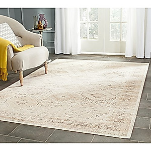 SAFAVIEH Vintage Collection Area Rug - 8' x 10', Stone, Oriental Distressed Viscose Design, Ideal for High Traffic Areas in Living Room, Bedroom (VTG118-3440)
