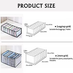 The WomenLand Wardrobe Clothes Organizer 2PCS, Washable 7 Grids Foldable Drawer Organizers for Clothing, Visible Drawer Mesh Separation Box for Jeans, T-shirt, Legging, Skirts, Kid Clothes