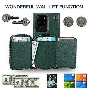 Crossbody Wallet Case for Samsung Galaxy S20 Ultra,Wallet Phone Case with Card Holder,Kickstand,Magnetic Closure,Zipper Phone Purse,Strap