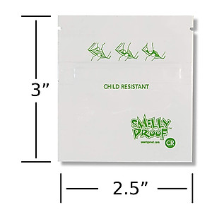 Child Resistant Bag Reusable Storage Bags, Washable, Durable 5-mils Thick, ChildProof Ziplock Food Bags, Medication Storage, American Made, Non-Silicone, NO PEVA & BPA FREE- 2.5" x 3" XXS, 5pk