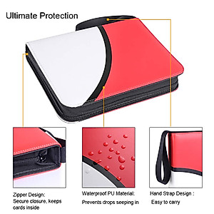 Carrying Case Binder Fit for Pokemon Cards, Trading Card Binder Holds Up to 400 Standard Size Cards, Famard Card Sleeves with 50 Premium 4-Pocket Pages
