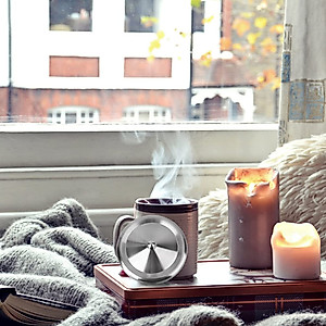 Cabilock 2 Pcs Stainless Steel Water Coffee Tea Cup Lid Cover Mug Seal Cap Beverage Drinking Cup Lid Cover for Home Kitchen Silver 12.3cm