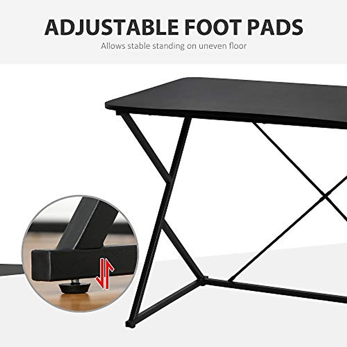 HOMCOM 43" Home Office Computer Desk Study Student Writing Table with Z and X Bar Frame Support for Living Room, Black