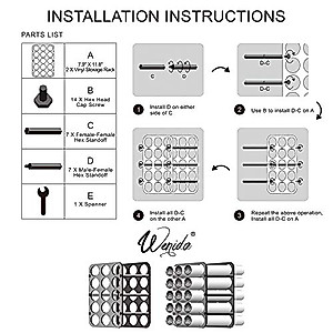 Vinyl Storage Holder Wenida Multiple Holes Large Capacity Acrylic Vinyl Rolls Organizer Tower Rack with Installation Tools for Craft Room