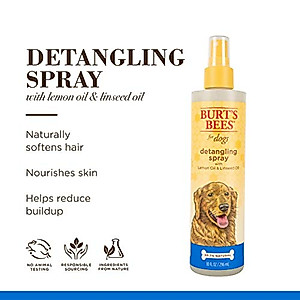 Burt's Bees for Dogs Natural Detangling Spray With Lemon and Linseed | Dog and Puppy Fur Detangler Spray to Comb Through Knots, Mats, and Tangles- Made in the USA, 10 Ounces