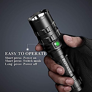 POVAST PVL2 Zoomable Green Light Rechargeable Led Flashlight, 1200 lumens Outdoor Bright Torch Light with Battery for Hunting