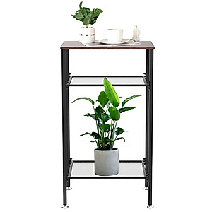 XASERDY 3-Tier Tall End Table,Slim Nightstands,Bedside Table with Storage Shelf,Sofa Side Tables for Small Space,for Living Room, Bedroom,Couch,Metal Frame