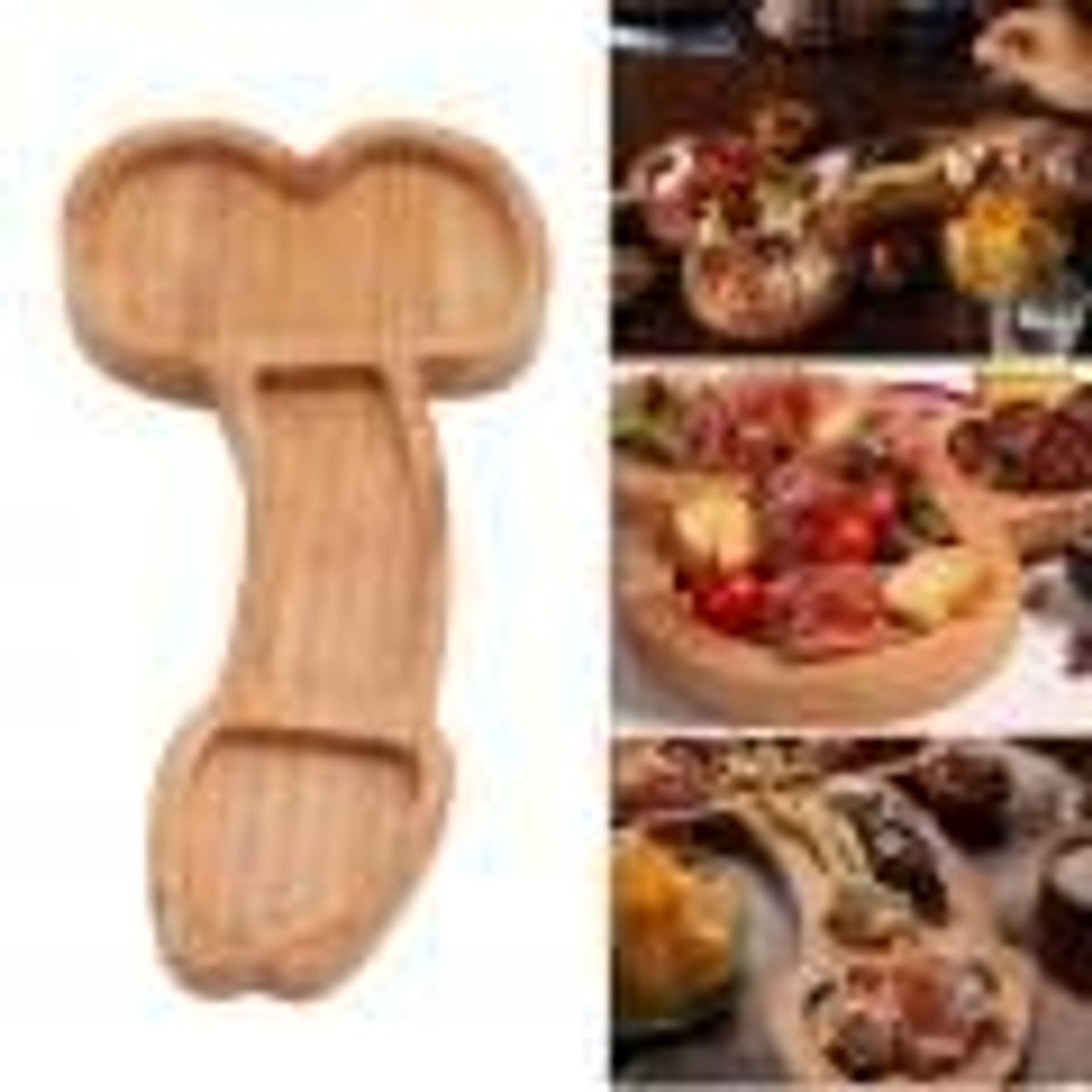 Unique Wooden Cheese Cutting Board Large and Thick Charcuterie Platter and Serving Tray for Entertaining Appetizers Wine Crackers Brie and Meat Fancy House Warming Gift (Right)