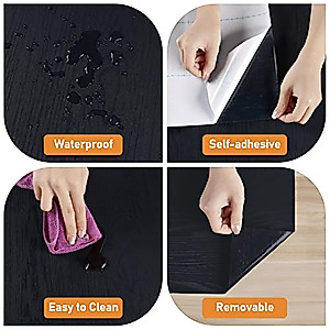 Wallercity Navy Blue Wood Grain Contact Paper for Countertops Peel and Stick Wood Look Wallpaper Thick Self Adhesive Contact Paper for Counter Top Vinyl Waterproof Wall Papper for Cabinets 24''x118''