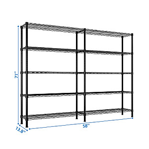 WZONICE98 5 Tier Storage Shelves Standing Shelf Units NSF Wire Garage Organizer Heavy Duty Garage Shelving Unit L Shaped Clothes Rack for Corner Laundry Bathroom Kitchen Pantry Closet
