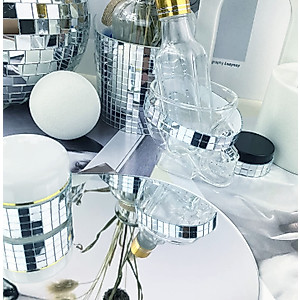 REDODECO 2400pcs Real Glass Silver Mirrors Mosaic Tiles Sticker for Craft Square Glass Tiles Self Adhesive,5mm by 5mm