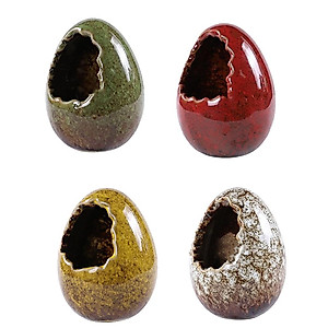 Cabilock 4Pcs Sushi Sashimi Platter Decoration Ceramic Dry Ice Cups Egg Shaped Dry Ice Containers Holders Egg Figurine for Home Restaurant Bar