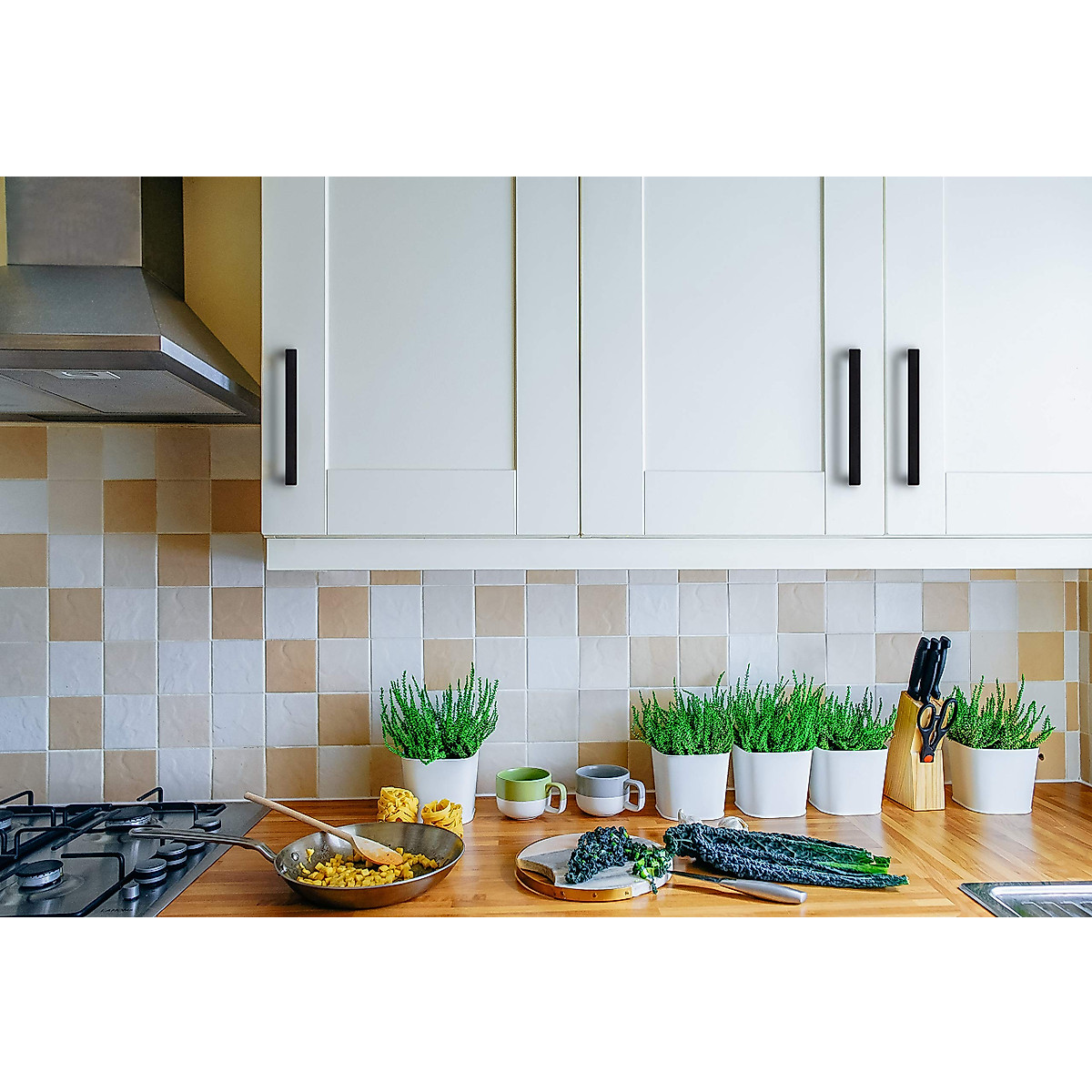 Ravinte 20 Pack 5 Inch Kitchen Square Cabinet Handles Matte Black Cabinet Pulls Black Drawer Pulls Kitchen Cabinet Hardware Kitchen Handles for Cabinets Cupboard Handles Drawer Handles