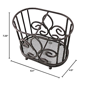 Dependable Metal Wire Cutlery and Utensil Storage Organizer Bin for Kitchen, Pantry, Table and Countertop - Utensil Caddy Holds Forks, Knives, Spoons, Spatulas - 2 Section - Bronze