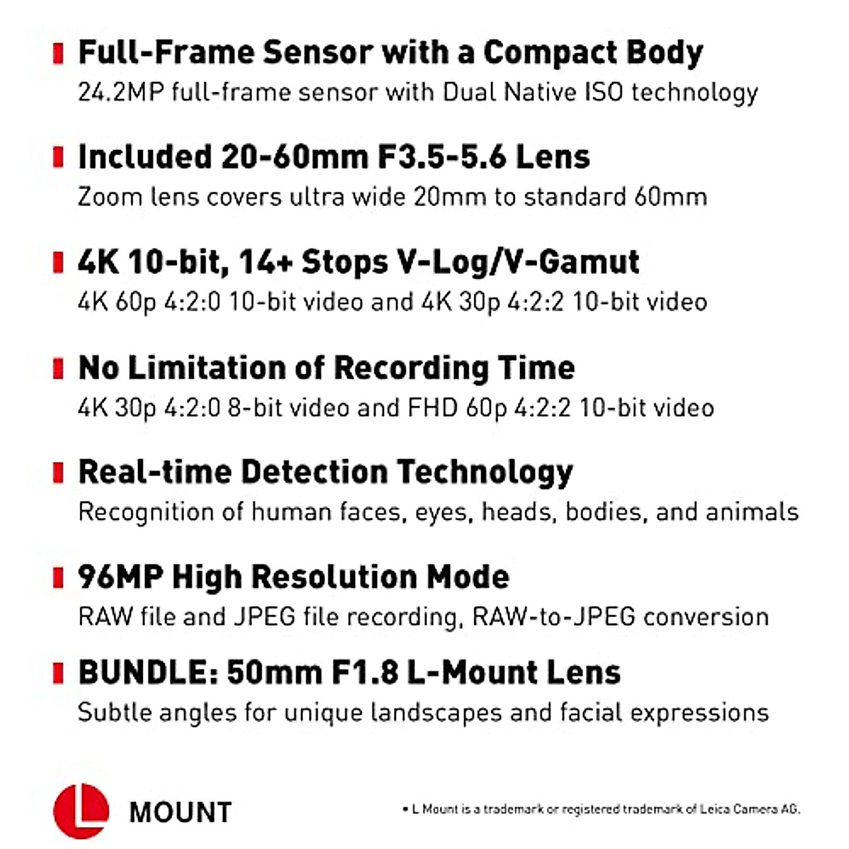 Panasonic LUMIX S5 Full Frame Mirrorless Camera, 4K Video Recording, LUMIX S 20-60mm, DC-S5KK (Black) + LUMIX S Series Camera Lens, 50mm F1.8 L-Mount Interchangeable Lens-Mirrorless Full Frame Cameras