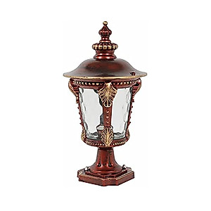 CZLZY European Style Aluminum E27 Pillar Lamp Outdoor Post Light Fixtures Patio Garden Waterproof Column Light Glass Lampshade Villa Wall Base Landscape Light Lawn Light