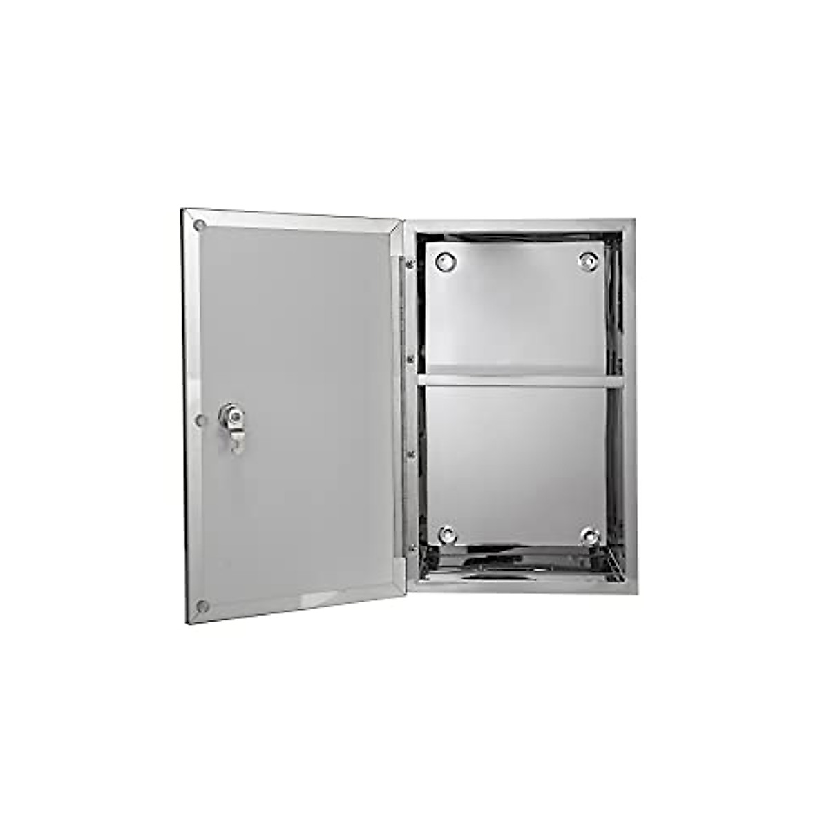 Croydex WC846005AZ Trent Stainless Steel Lockable Surface Mount Medicine Cabinet with Keys, 15.7 x 9.8 x 5.2 In.