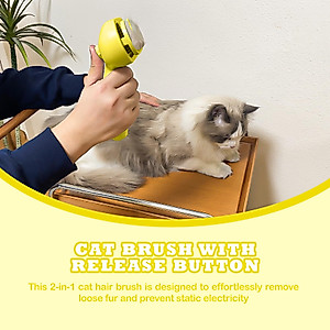 CityinSky Cat Brush for Shedding - Pet Hair Removal Comb with Water Tank, Steam Brush, Cat Bath Brush, Dog Brush - Yellow