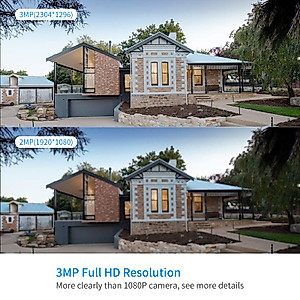 Hiseeu 2K Wireless Security Camera System, 10CH NVR Kit,8Pcs 3MP WiFi Surveillance Cameras for Home Indoor/Outdoor Use,Night Vision,Waterproof, Motion Detection, 3TB Hard Drive and DC Power Included