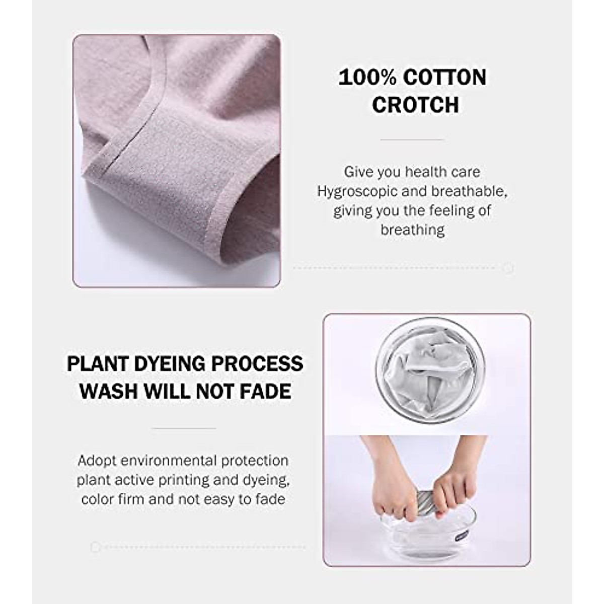 Huvgim Womens Cotton Underwear Big girls Mid Waisted Briefs Ladies Seamless Full Coverage Panties 4 Pack(M)