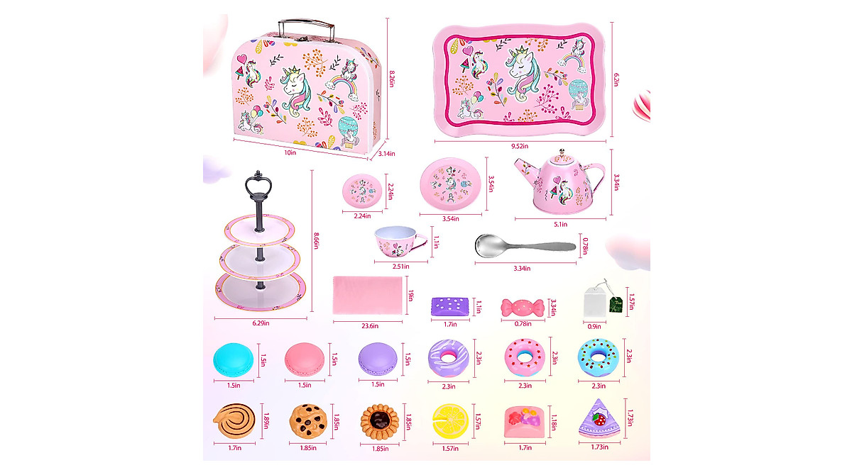 Auney Unicorn Tea Set for Girls - 36 PCS Playtime Fun