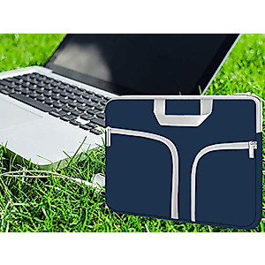 TsuiWah Chromebook Case 11.6-12.3 inch Laptop Sleeve Protective Cover Neoprene Computer Bag for 13 inch MacBook Air/Pro/HP Stream/Samsung/Surface X/7/6/5/4/3/Go 12.4" Chromebook with Handle, Navyblue