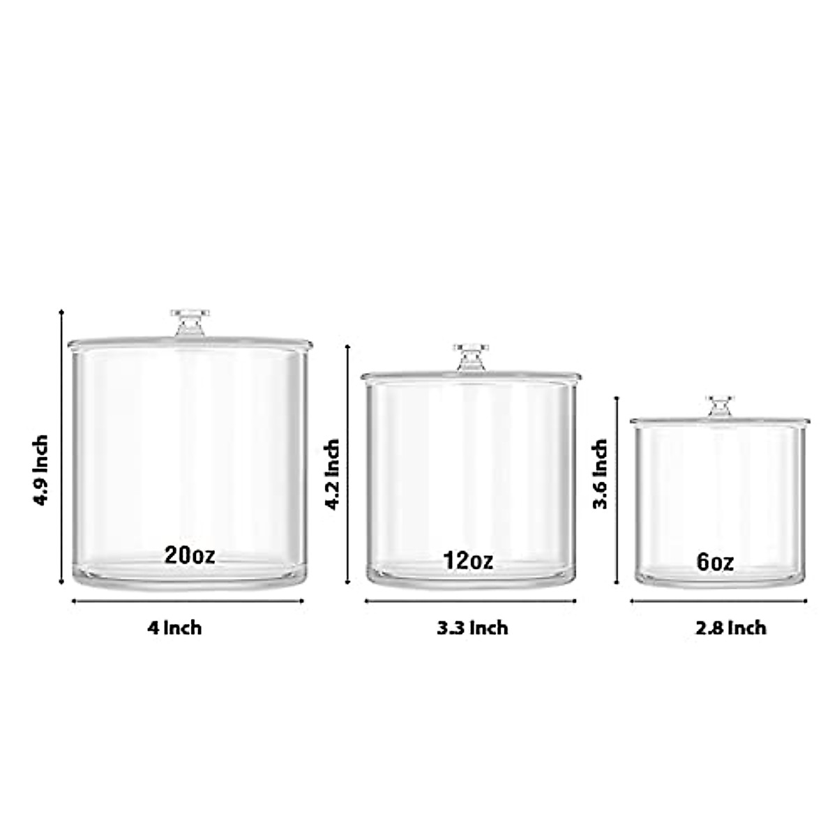 SIMACOCINA Qtip Holder Set of 3 - Multipurpose Acrylic Cotton Ball Jars - Containers for Organizing - Clear Plastic Storage Canisters