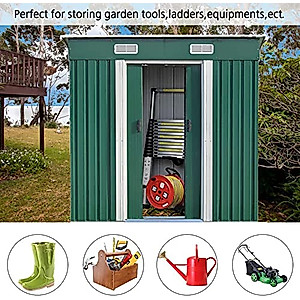 Arlopu 6 x 3.5 FT Outdoor Storage Shed, Metal Sheds with Sliding Doors and Vents, Waterproof Tool Storage Cabinet, Backyard Patio Lawn, for Bicycle, Garden Tool, Pet House, Utility Room (Dark Green)