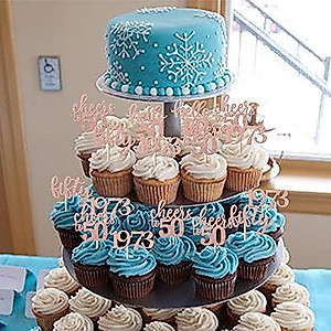 24 Pack 50th Birthday Cupcake Toppers Glitter Fifty Since 1973 Hello 50 Years Birthday Cupcake Picks Cheers to 50 Cake Decorations for Happy 50th Birthday Anniversary Party Supplies Rose Gold