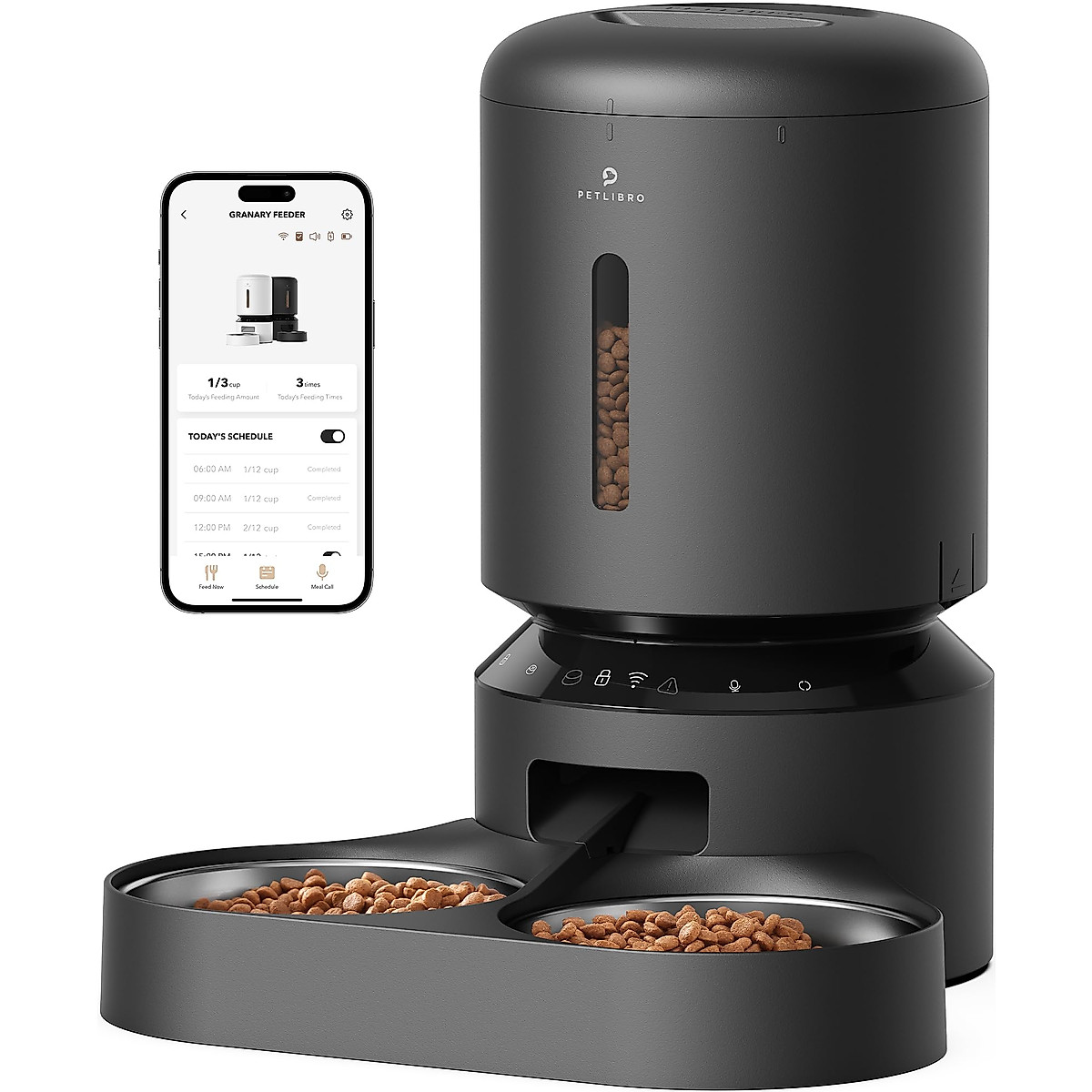 PETLIBRO Automatic Cat Feeder, WiFi Connected, Adjustable Meal Splitter, Fresh Food Storage, Multiple Pet Use, Stainless Steel