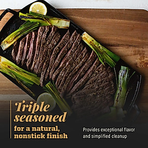 Lodge Blacklock 10" x 20" Cast Iron Double Burner Griddle - Triple Seasoned - For Indoor & Outdoor Cooking - Fits Over Two Burners - Easy Cleanup - Non-Toxic Material