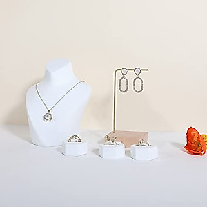 GemeShou brass earring display stands for selling, wooden ear ring holders for jewelry, single stud holder jewelry display【Brass earring stand Height-Beech】