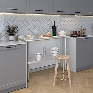 AmGood 48" Long x 14" Deep Stainless Steel Work Table with 1.5" Backsplash | Metal Kitchen Food Prep Table | NSF