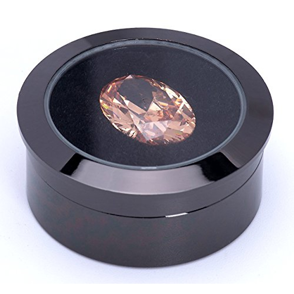 Mini Diameter 1.3 inch Loose Diamond or Gemstone Display Box Case Holder Show Container Metal (Black-1.3x0.5 inch)