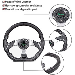 RASTP D Shape Racing Steering Wheel with Sim Racing Gaming Steering Wheel Adapter Fit for Thrustmaster T500 / T300 / TS-PC,TS-XW (Black-Red)