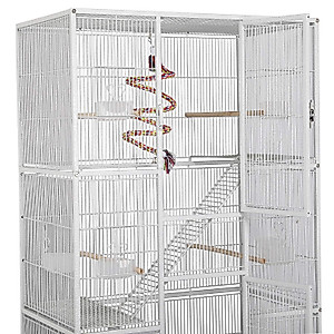 Yaheetech 69-Inch Extra Large Wrought Animal Cage Metal 3 Levels Small Animal Cage w/Cross Shelves and Ladders for Ferret Chinchilla Sugar Glider Squirrel, White