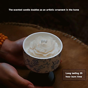 Blue and White Porcelain Scented Candles, Goblet Ceramic Jar Candles for Home Scented, Natural Soy Candle for Gift and Home Decor, 25 Hours Long Burning, Four Scents