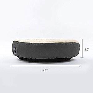 Love's cabin Round Donut Cat and Dog Cushion Bed, 20in Pet Bed for Cats or Small Dogs, Anti-Slip & Water-Resistant Bottom, Super Soft Durable Fabric Pet beds, Washable Luxury Cat & Dog Bed Dark Grey