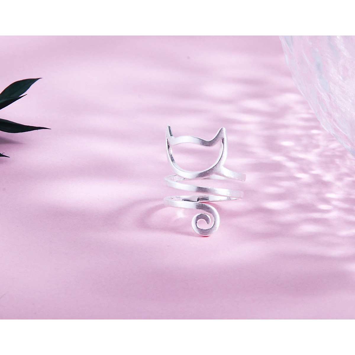 Helen de Lete Innovative Lovely Cat Kitty Sterling Silver Ring L Size