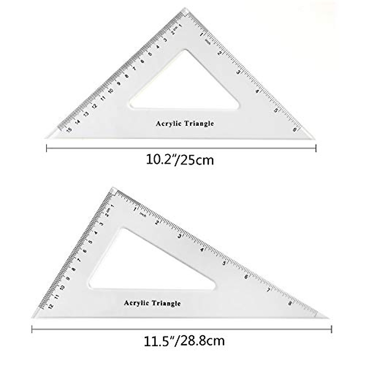 Coopay Large Triangle Ruler Set Square, 30/60 and 45/90 Degrees, Triangle Hollow