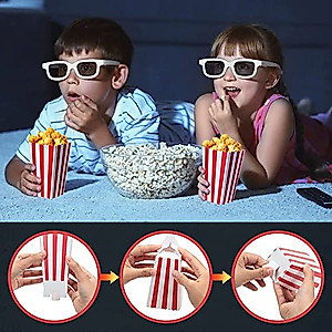 Potchen Pcs Popcorn Boxes Paper Popcorn Bags Bulk 4.57 Inch Tall,Cardboard Popcorn Cups Container Buckets for Movie Theater Carnival Birthday Party Supplies Candy Snacks Chips Holders (Stripes Style)