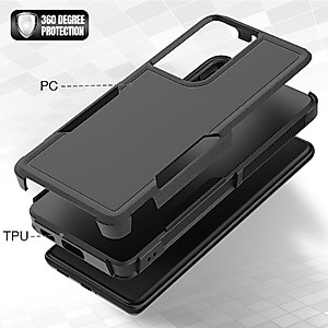for Samsung Galaxy S21 Ultra Case: Dual Layer Protective Heavy Duty Cell Phone Cover Shockproof Rugged with Screen Protector - Military Protection Bumper Tough - Samsung Galaxy S21 Ultra 5G, Black