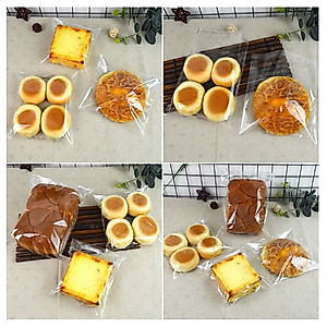 Doutop Self Seal Cellophane Bags 4x4 100pcs Self Adhesive Cello Bags 1mil Crystal Square OPP Plastic Bags for Bakery Cookie Brownie Candy Snacks Cards Crafts Nuts Soap