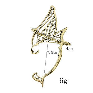 Jumwrit Elven Ear Cuffs Goth Elf Fairy Earrings Hollowed Ear Clips Fantasy Cosplay Earrings Cuff Wrap Earrings Vintage Stud Earrings（Gold）