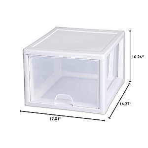 Sterilite 27 Qt./26 L Stacking Drawer, White, 4 Pack